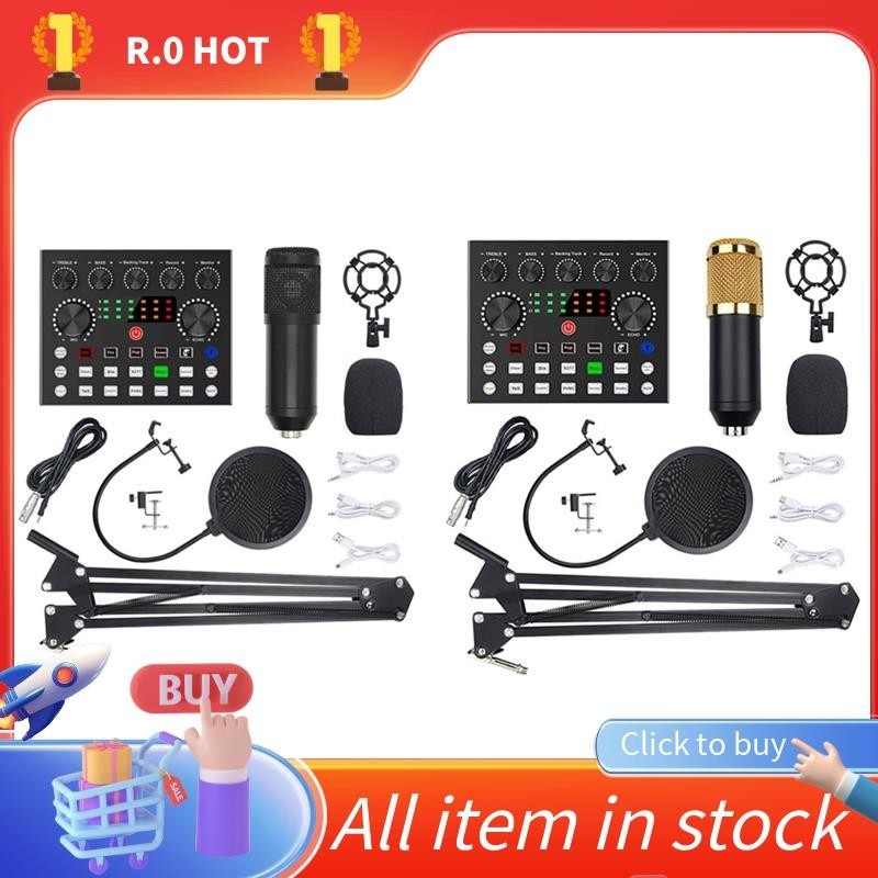BM800 Microphone Kits with Live Sound Card,Suspension Scissor Arm,Shock ...