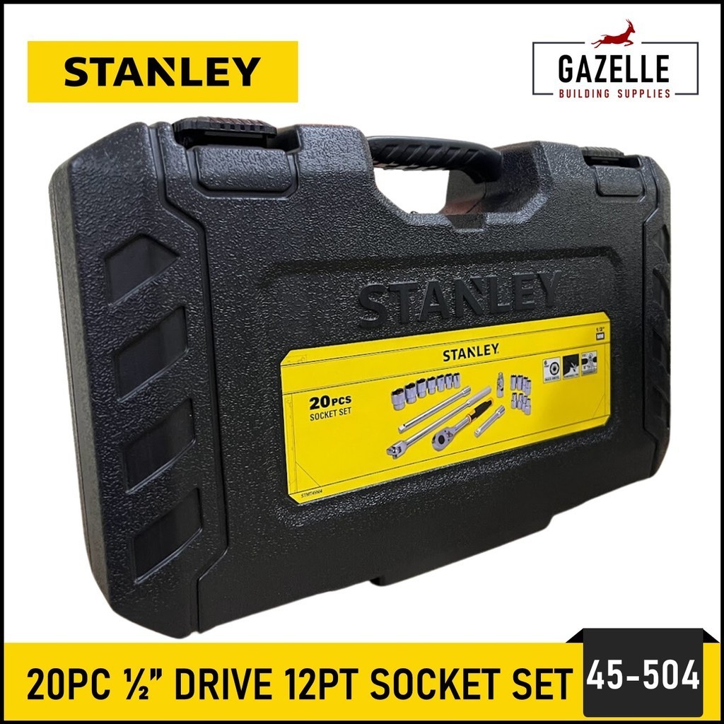 STanley 1/2in Drive 20 Piece 12 Point Socket & Ratchet Set 10-32mm STMT ...