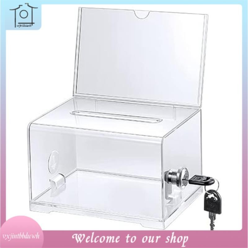 [vxjintbbduwh] 1 Pack Acrylic Donation Box Donation Box with Lock Clear ...
