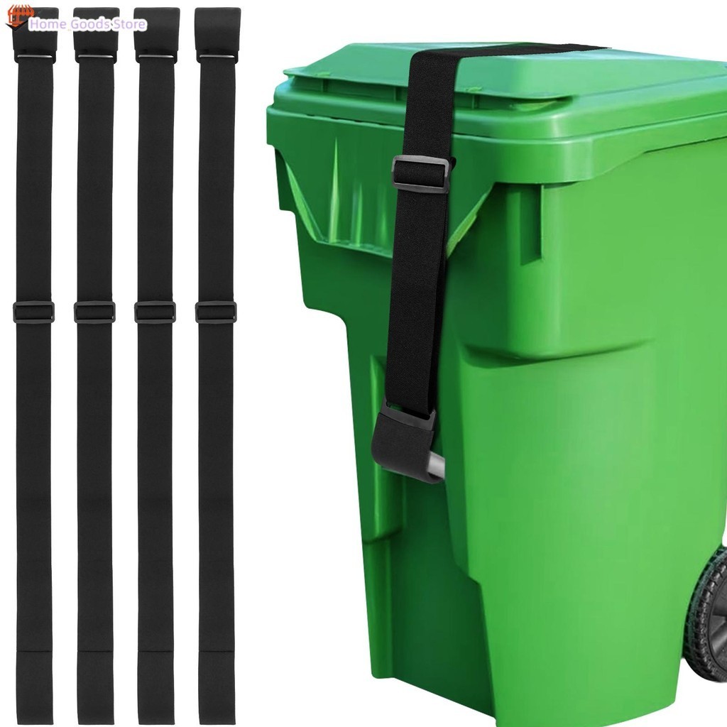 4Pcs Trash Can Lid Lock 76-130cm Length Adjustable Garbage Strap Wear ...