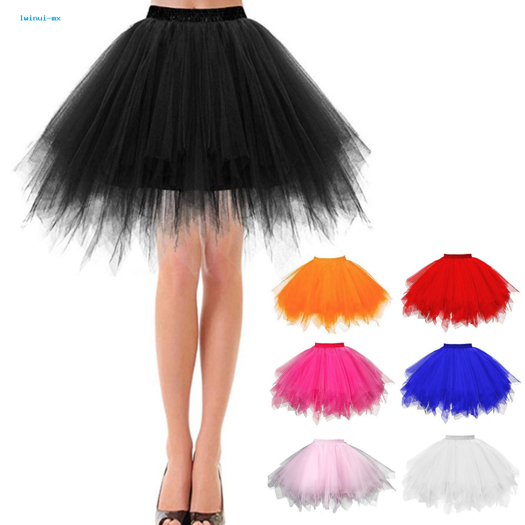 lwinui Soft Tulle Skirt Party Tulle Skirt Colorful Multi-layered Tutu ...