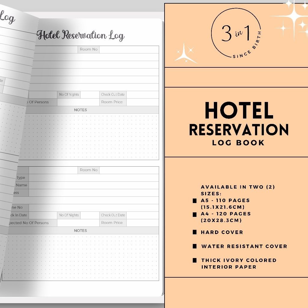 Hotel Reservation Log Book Stay Tracker for Hotel Owners | Shopee ...