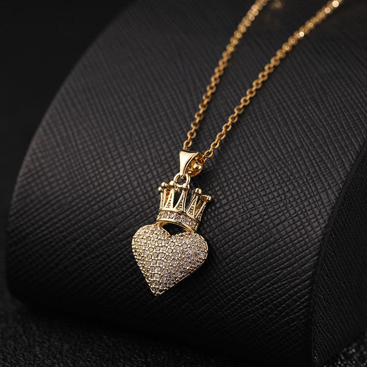 Niche Gold Plated Love Crown Collar Chain Hip Hop Accessories Sweater ...