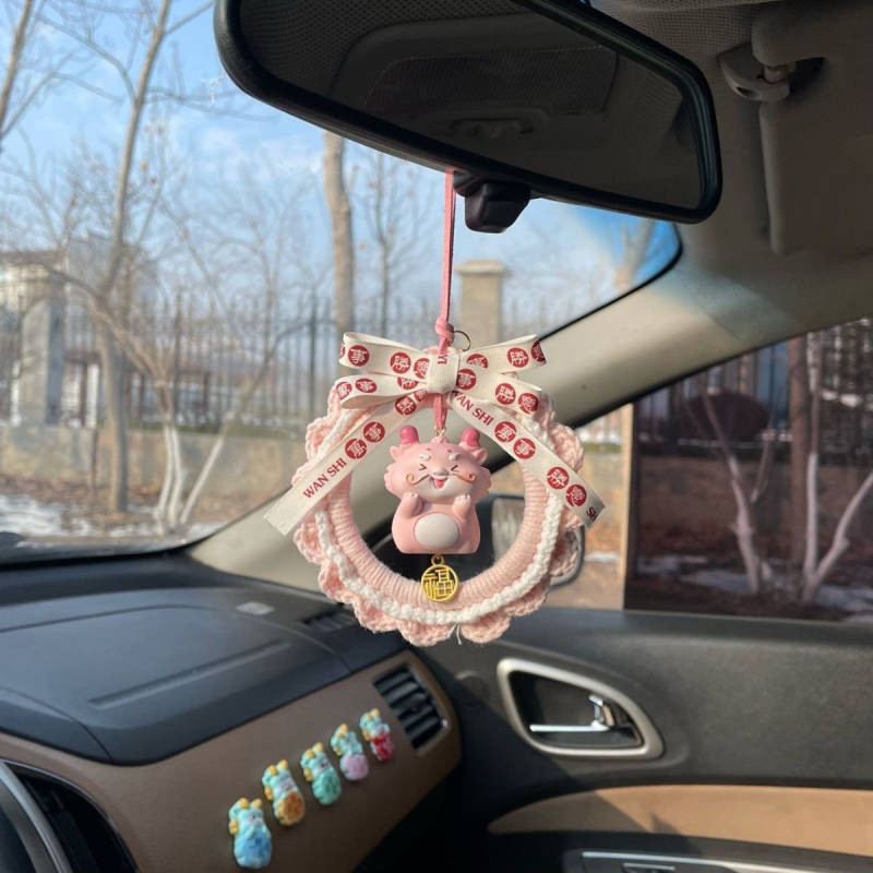 2024 New Small Pink Dragon Car Rearview Mirror Pendant Internet ...