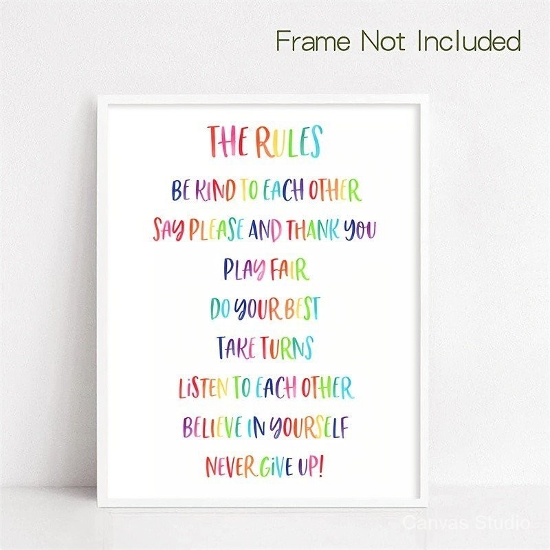 Classroom Rules Printable - Playroom Rules Poster, Rainbow Classroom ...