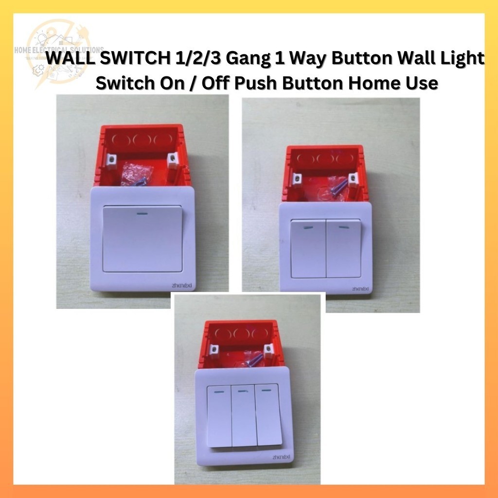 Wall Switch 1/2/3 Gang 1 Way Button Wall Light Switch On / Off Push ...