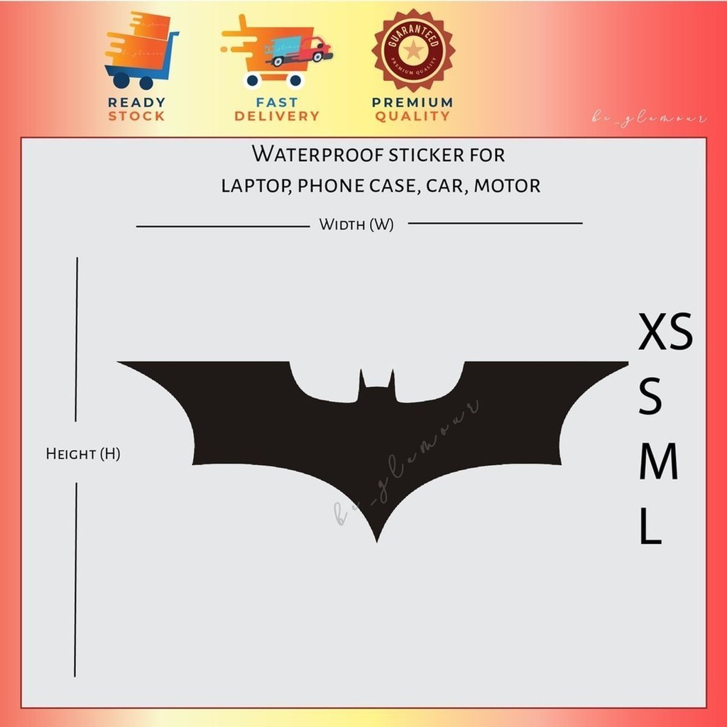 Batman Reflective Stickers Dark Knight DC Sticker Kereta Waterproof Car ...