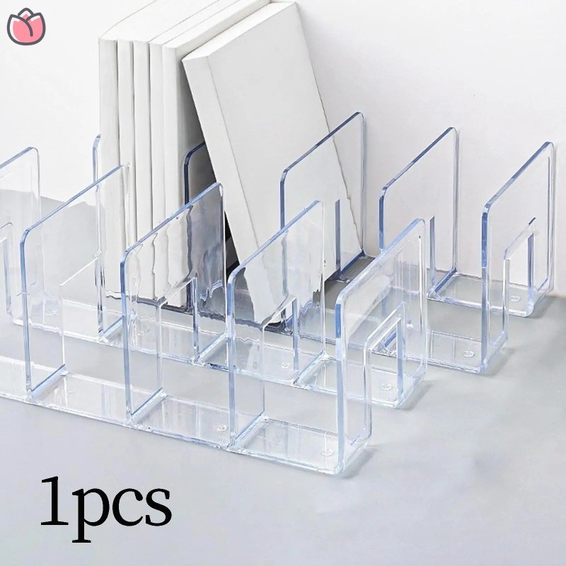 Acrylic Desk Organizer 4 Compartment Bag Closet Shelf Divider Bookshelf ...