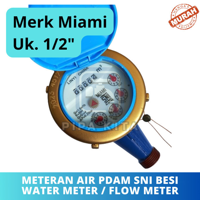 Miami Water Meter 1/2 Inch Iron Pdam Sni Water Flow Meter Meter ...