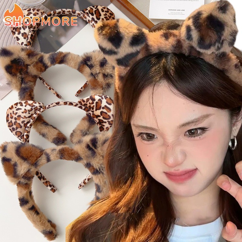 Retro Cute Leopard Print Cat Ear Hair Hoop- Cosplay Party Hair Band ...