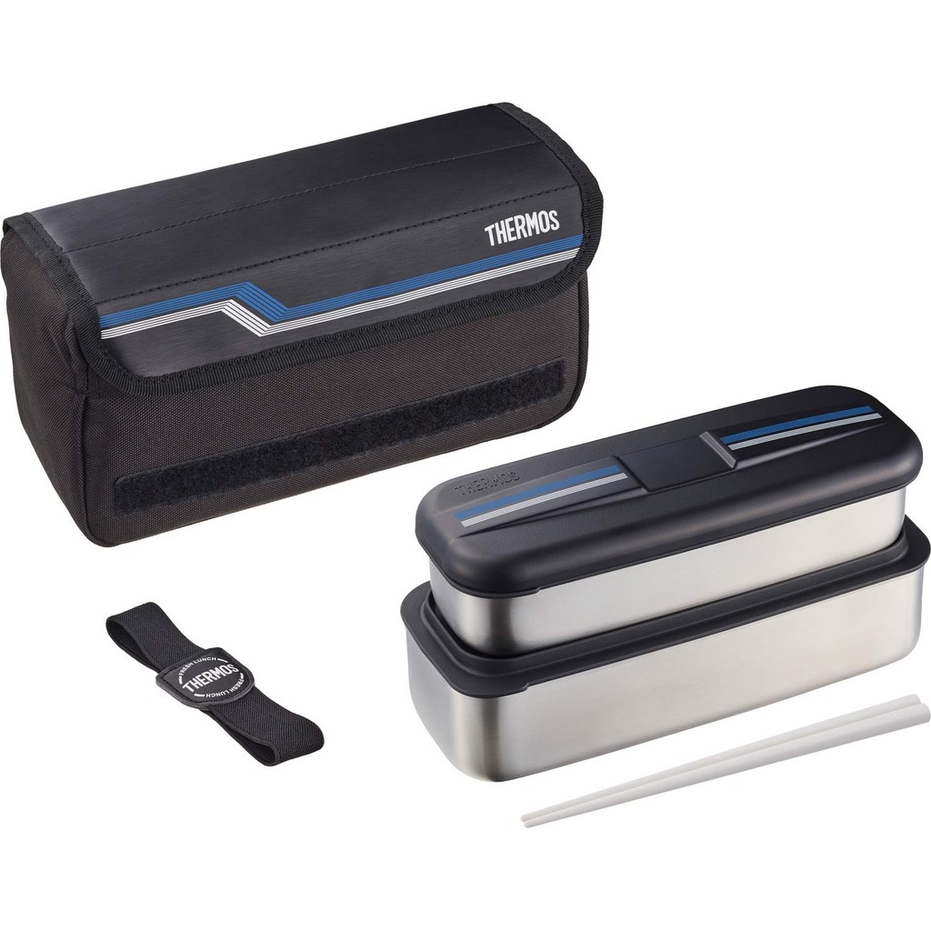 Thermos Lunch Box Stainless Steel Fresh Lunch Box 1100ml Line Black DSD ...