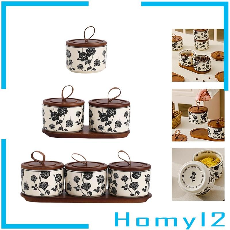 [HOMYL2] Ceramic Jar Tea Canister Countertop Kitchen Home Pantry Cookie ...