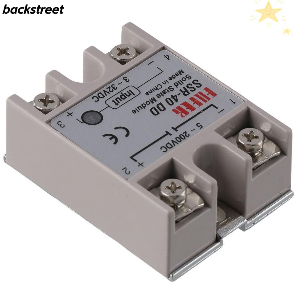 BACKSTREET Single-Phase, 40A Output 5-60V DC Solid State Relay, SSR-40DD Input 3-32V DC Heat ...