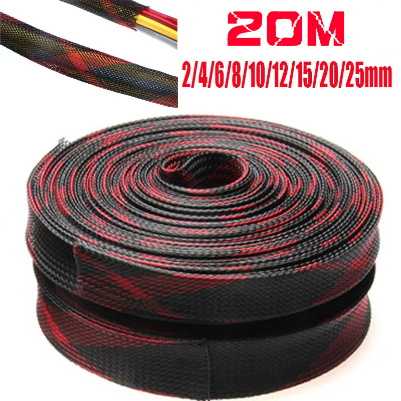 20M PET Expandable Cable Sleeves Insulation Braided Sleeving Wire Gland ...