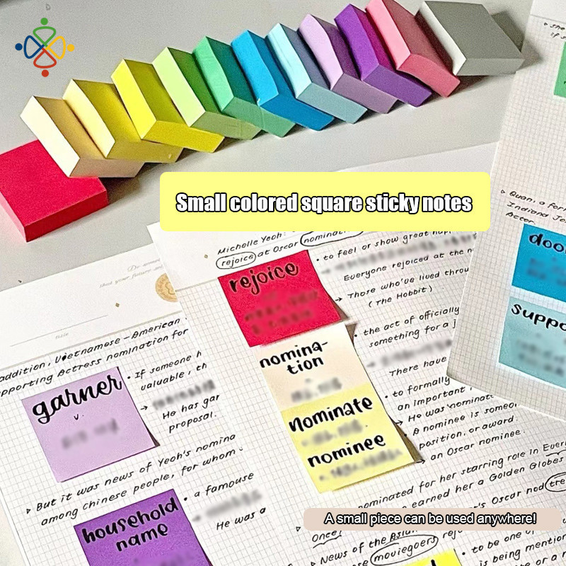 FH 100pcs Colored Mini Square Post-it Sticky Note Pad Paper Student ...