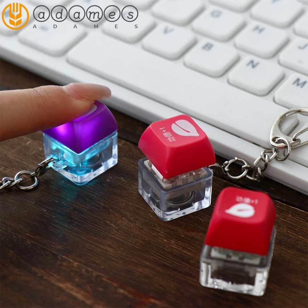 ADAMES Wooden Fish Keyboard Keychain, LED Wooden Fish Mechanical ...