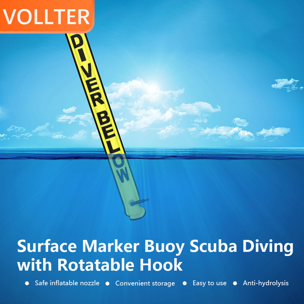 1/2 Surface Marker Buoy Scuba Diving with Rotatable Hook SMB Inflatable Nozzle Underwater Diver ...
