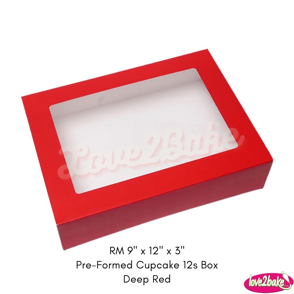 RM Boxes 9″ x 12″ x 3″ Pre-Formed 3oz Cupcake 12s Box (No Holder/Insert ...