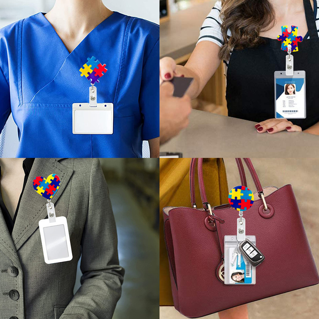 Autism Awareness Badge Reels Retractable with ID Clip Cute Badge Reels ...