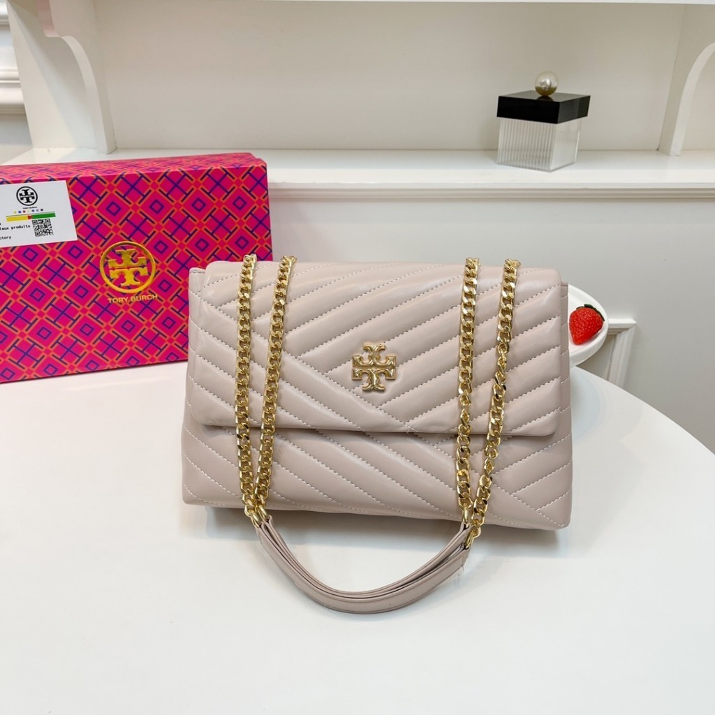 Tory BURCH TORCH Solid Color Simple All-Match Striped Embossing Chain ...