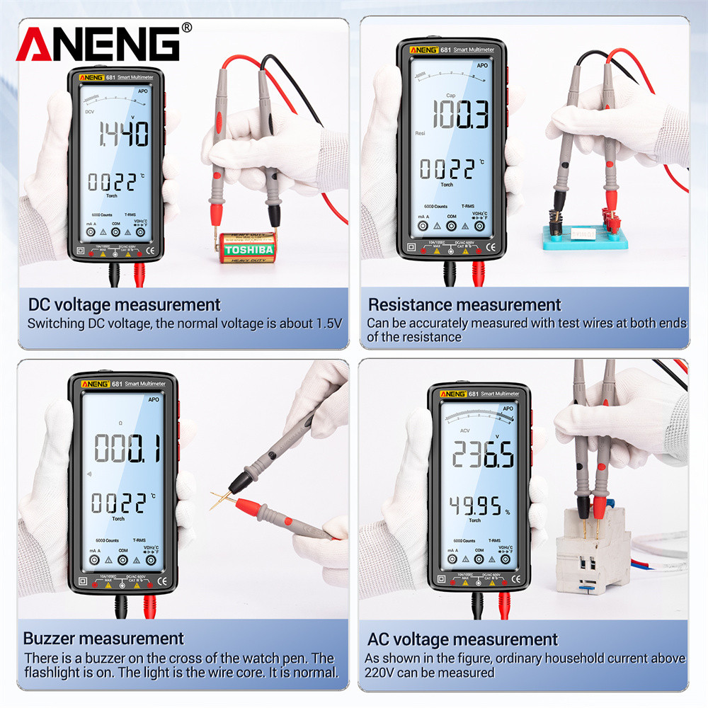 ღ ready stock ღ ANENG 681 Smart Digital Multimeter 6000 Counts Color ...