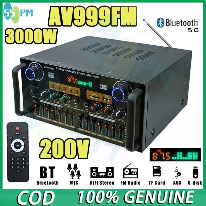 AV-999FM 220V 3000W Home Stereo Audio Amplifier Bluetooth 4ICH With ...