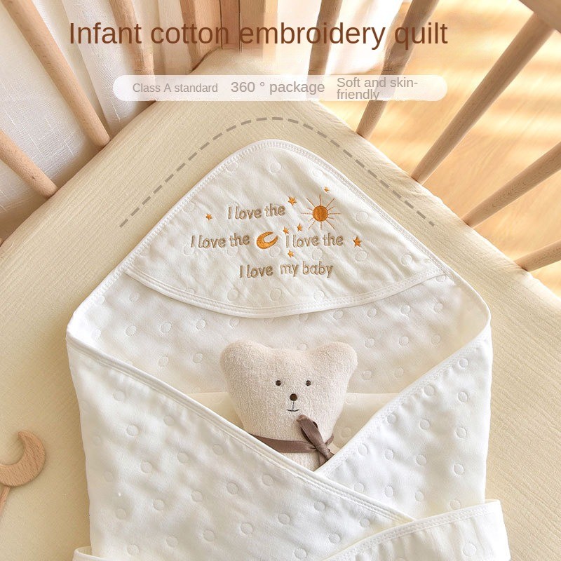 Newborn Hug Quilt Baby Pure Cotton Gauze Cartoon Embroidered Birth Room ...
