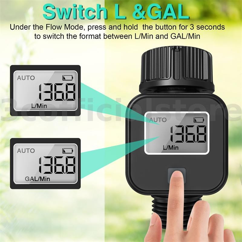 SGS05 Digital Water Flow Meter High Accuracy IP6X Waterproof Four-mode ...