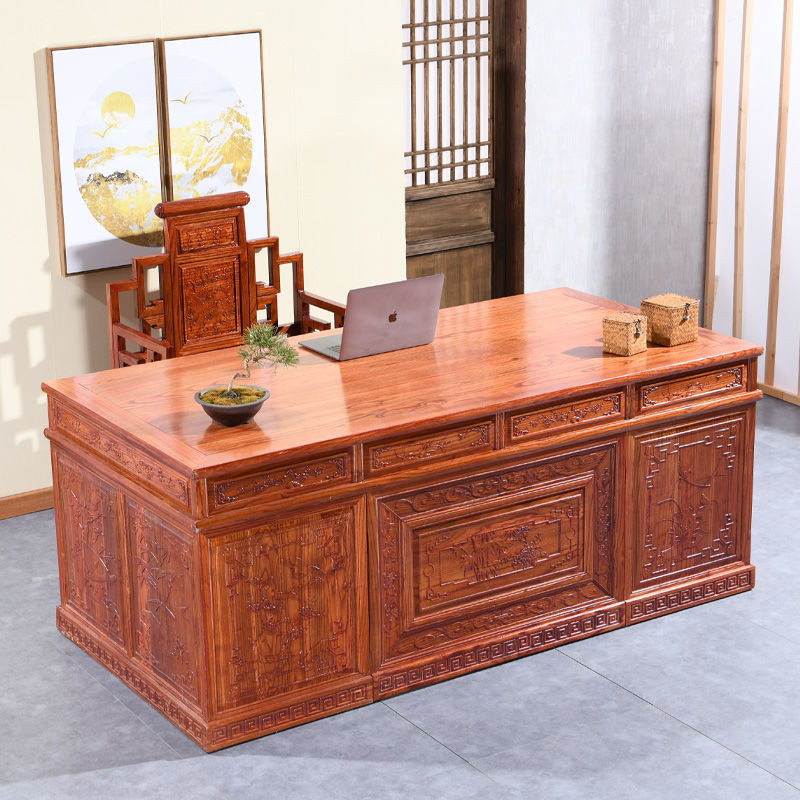 Solid Wood Office Desk Chinese Style Study Desk Boss Desk Antique ...