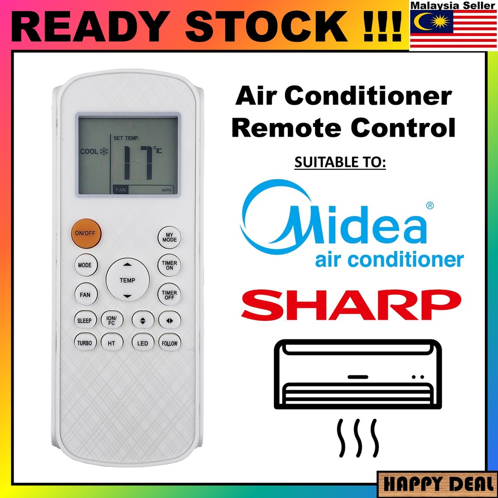 MIDEA and SHARP Air Cond Aircon Aircond Remote Control Replacement (RG ...