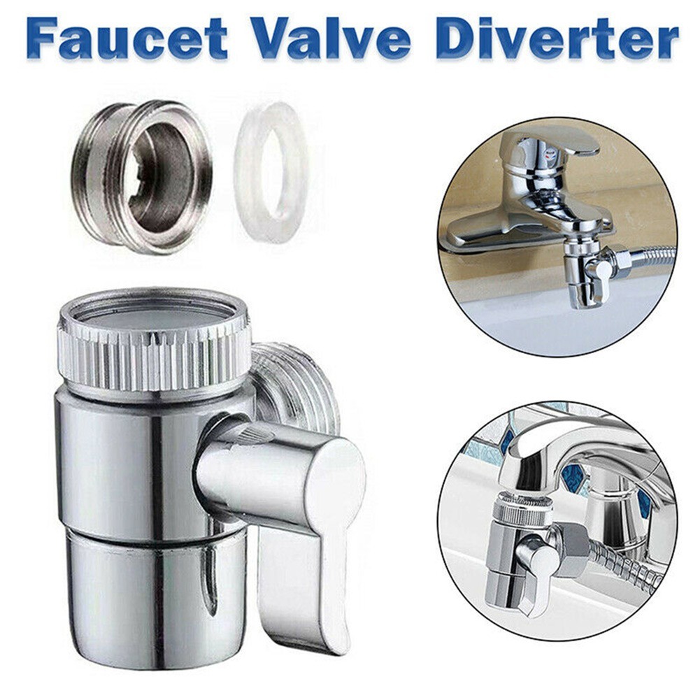 3 Way Diverter Valve Water Tap Connector Kitchen-Faucet Adapter Sink ...