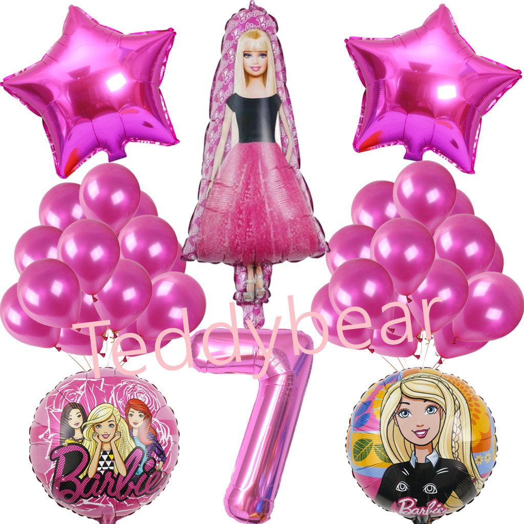 Barbie Balloon Set 32inch Pink Number Balloon Stangding Barbie Doll ...