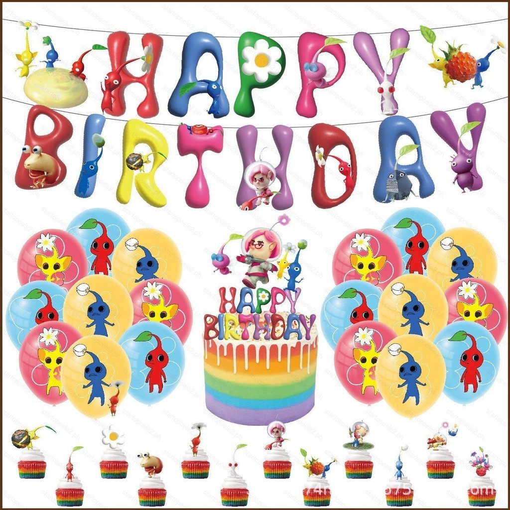 Kira PIKMIN theme kids birthday party decorations banner cake topper ...