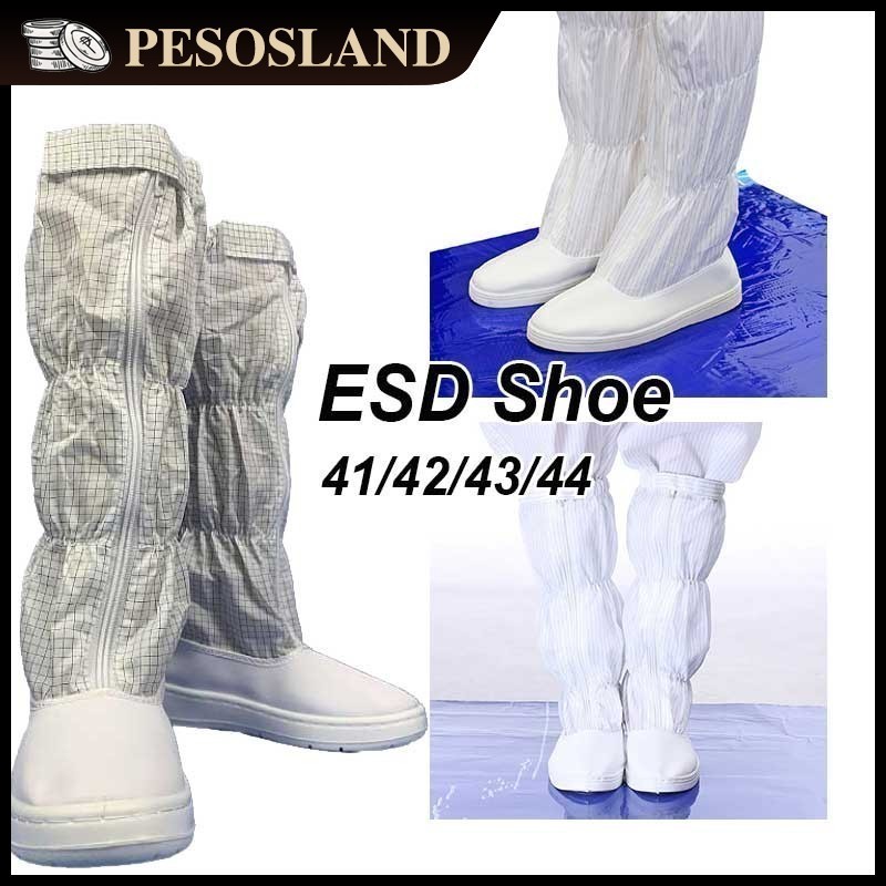 1pair White ESD Cleanroom Safety Shoes Boots with Steel Toe Long ...