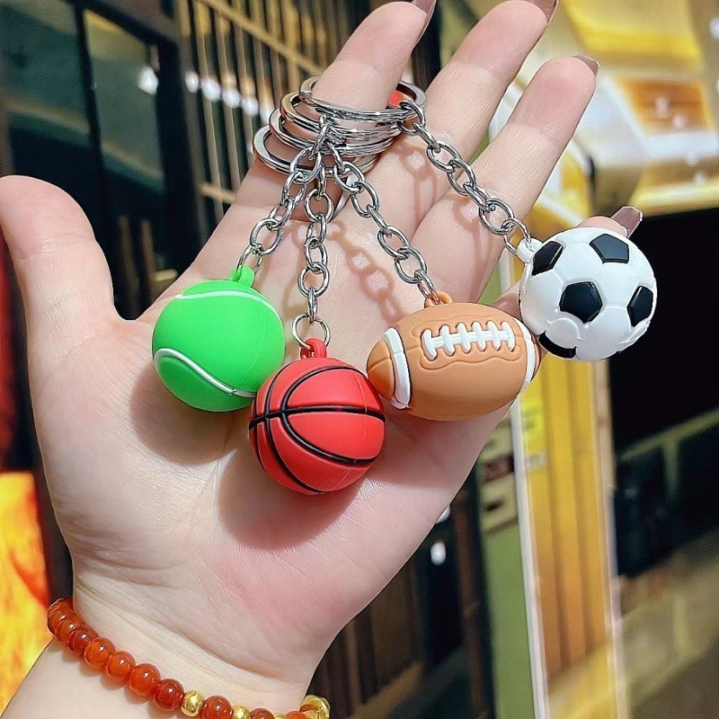 Cute Mini 3D Football Basketball Tennis Keychains for Soccer Club Party ...