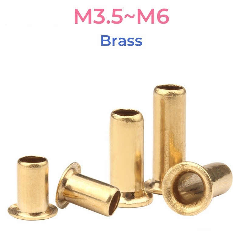 Brass Hollow Rivet Nuts M3.5 M4 M5 M6 Copper Tubular Rivets Double ...