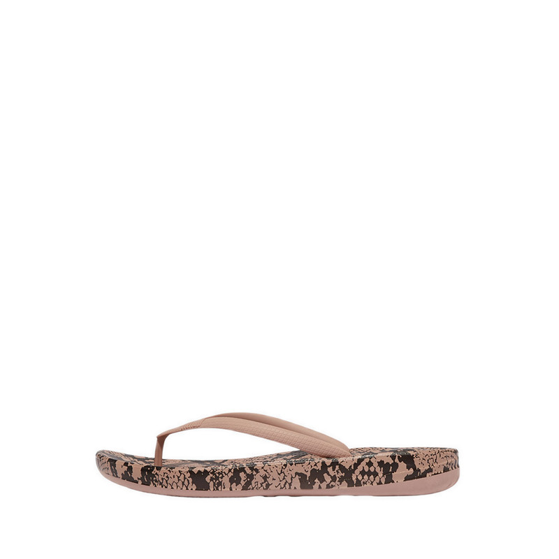 Fitflop Iqushion Womens Snake-Print Ergonomics Flip-Flops-Clasic Beige ...