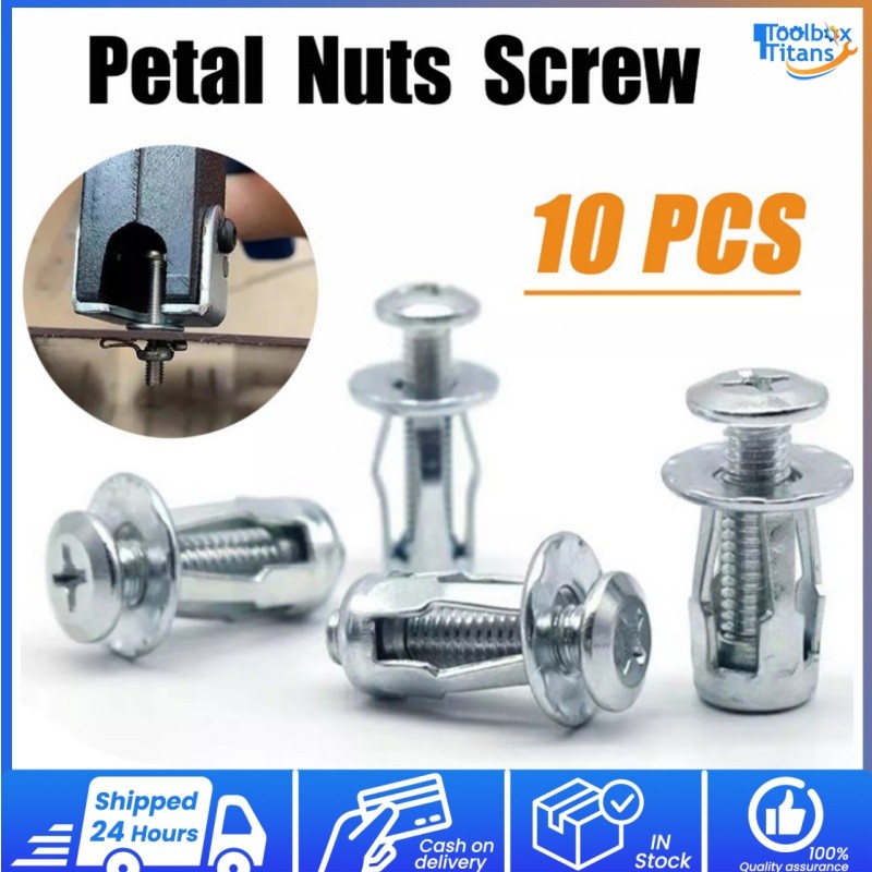 10Pcs Petal Nuts Screw Petal Rivet Lock Nuts License Fixed Screw Jack ...