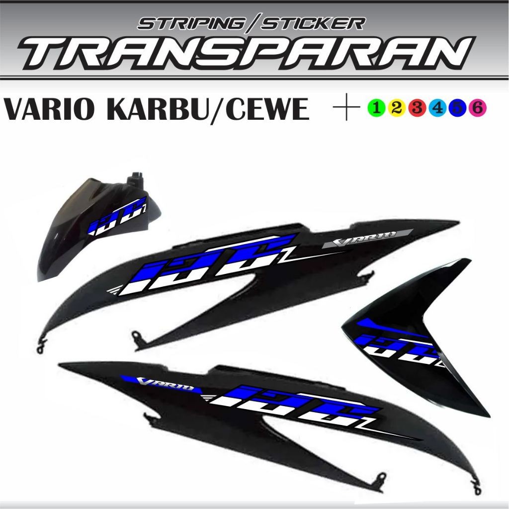 VARIO CARBON/GIRL STRIPING TRANSPARENT CLEAR NUMBERS UV STICKER COOL ...