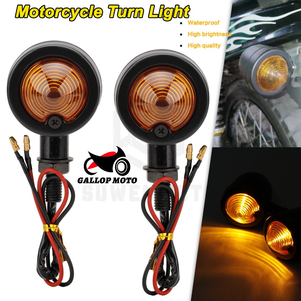 Motorcycle Bullet Turn Signal Indicator Light black Metal Grill Bullet ...