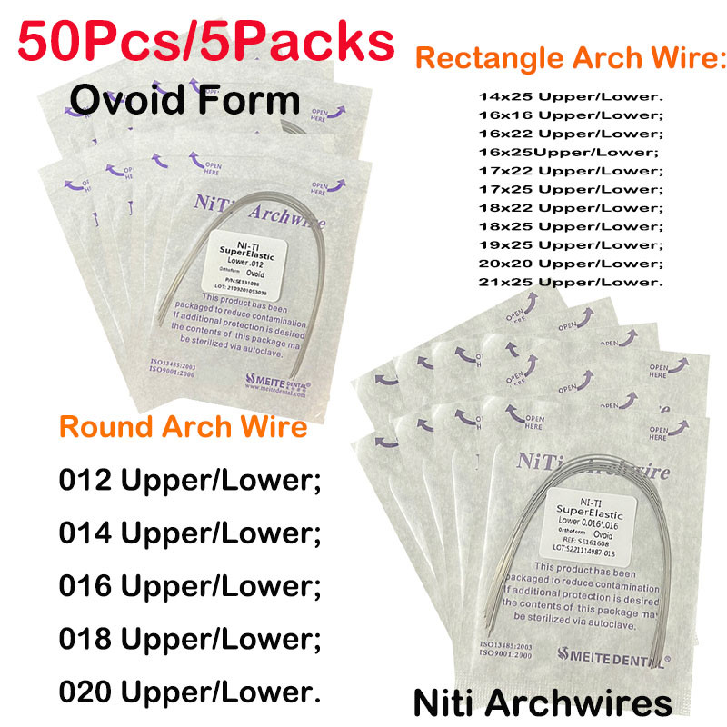 50Pcs/5Packs Dental Niti Archwires Orthodontic Super Elastic Wire Round ...