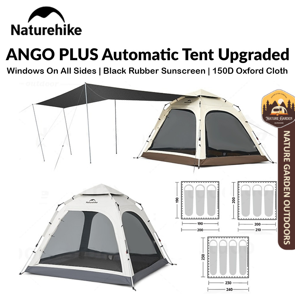 Naturehike ANGO PLUS Automatic Tent Upgraded 3-4 Persons Quick Opening Park Canopy Tent ...