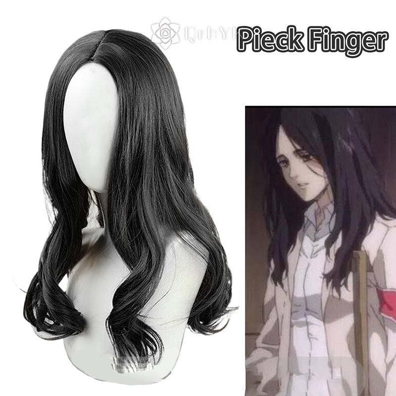 QrhYK> Attack On Titan Pieck Finger Cosplay Wigs 60cm Long Black Hair ...