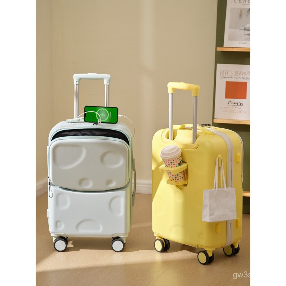 Cute Cheese Front Opening Small Suitcase for Women18Inch Boarding ...