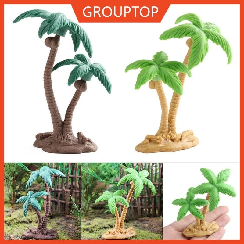 GROUP Delicate Mini Coconut Tree Model Fake Miniature Tree for Living ...