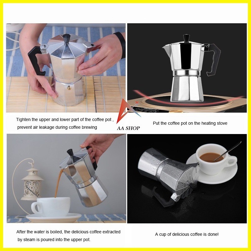 ♞Moka pot coffee maker Coffee pot Espresso mocha pot Cafeteria Coffee ...