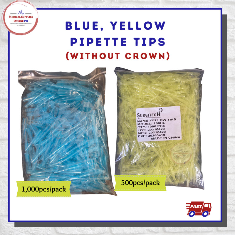Blue, Yellow Pipette Tips without crown (Laboratory supply) | Shopee ...