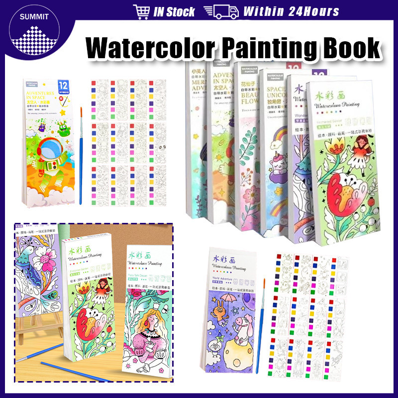 12 Sheet Watercolor Painting Book Sticky Note Drawing Water Coloring ...