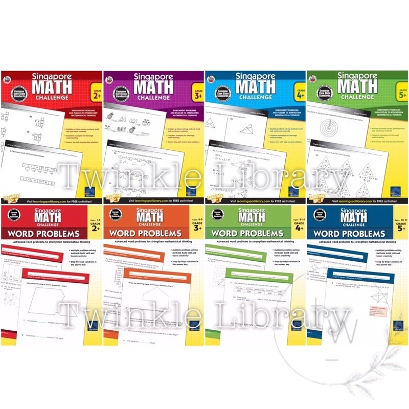 Physical BOOK Singapore MATH Challenge & Word Problems Grades 2+ 3+ 4 ...