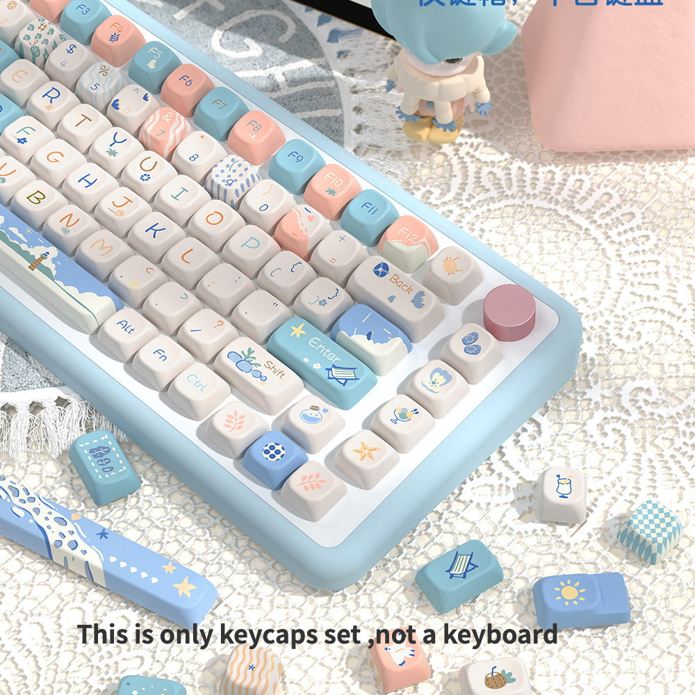 PBT Beach Summer Fresh Original Theme Keycaps SCA/Cherry Height Cute ...
